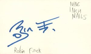 robin finck guitarist nine inch nails rock band music signed index card jsa coa