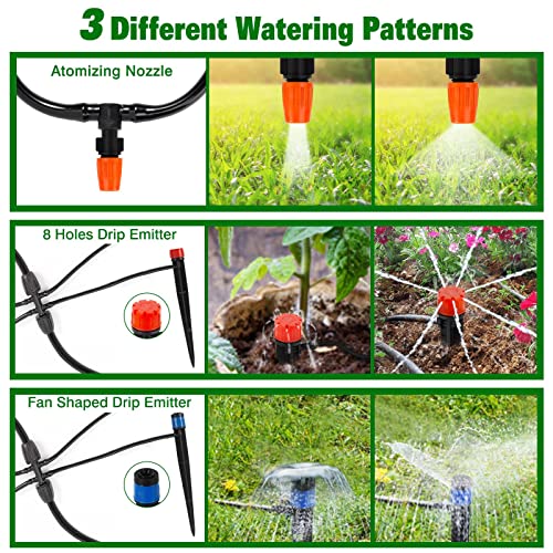 Drip Irrigation Kit, 164FT/50M Garden Watering System, Greenhouse Patio Irrigation System, Automatic Irrigation Equipment Kits, Blank Distribution Tubing Hose Adjustable Nozzle (11mm/0.43", 7mm/0.27")