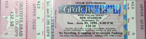 Unused Concert Ticket For Grateful Dead & Bob Dylan 1995 RFK Performance