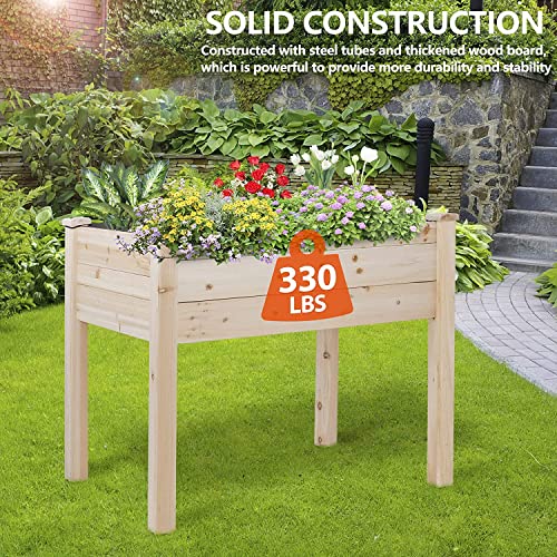 BACKYARD EXPRESSIONS PATIO · HOME · GARDEN 906533 Elevated Gardening Bed with Green House Cover-36L x24W x 66H-Backyard Expressions, Natural Wood