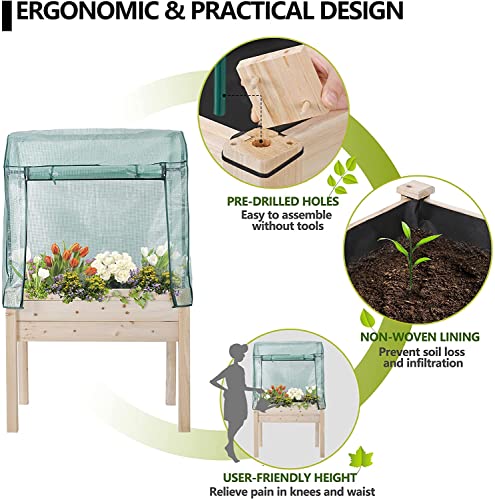 BACKYARD EXPRESSIONS PATIO · HOME · GARDEN 906533 Elevated Gardening Bed with Green House Cover-36L x24W x 66H-Backyard Expressions, Natural Wood