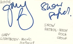 gary lightbody vocals guitarist snow patrol rock band signed index card jsa coa