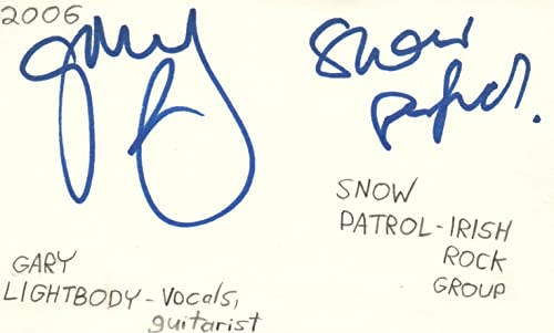 Gary Lightbody Vocals Guitarist Snow Patrol Rock Band Signed Index Card JSA COA