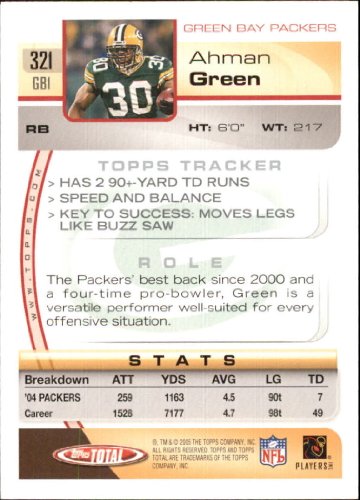 2005 Topps Total Football Card #321 Ahman Green