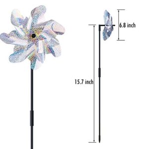 ELECTRFIRE Pinwheels for Yard and Garden Reflective with Stakes 10 Pack, Extra Sparkly Pin Wheel for Garden Decoration, Outdoor Wind Catcher