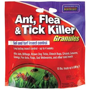 bonide ant, flea & tick killer granules, 10 lbs. ready-to-use pellets for long lasting bug control in lawn and garden