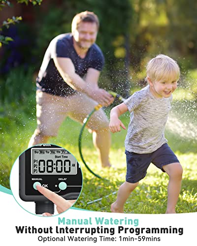 RAINPOINT Sprinkler Timer, Hose Timer with 3 Individual Programs, Water Timer for Garden Hose Faucet, Programmable Automatic/Manual Irrigation System, for Specific Days or Daily Outdoor Lawn Watering