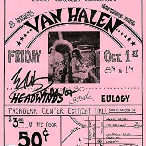 Eddie V an H alen Vintage Early Days Show Event Flyer Signed Autographed Authentic 'GA' COA Compatible With Van Halen