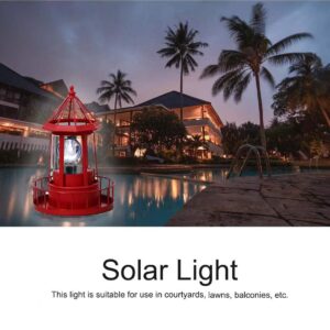 LED Solar Powered Lighthouse, 360 Degree Rotating Lamp Courtyard Decoration Waterproof Garden Smoke Towers Statue Lights for Outdoor Patio Garden Pathway