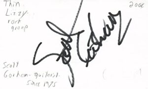 scott gorham guitarist thin lizzy rock band music signed index card jsa coa