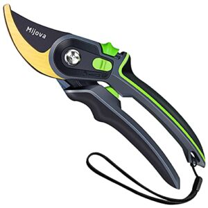 garden pruners, heavy duty garden clippers,pruning shears with adjustable thumb lock,hand gardening tools pruners,stainless steel sharp gardening scissors(mj002)