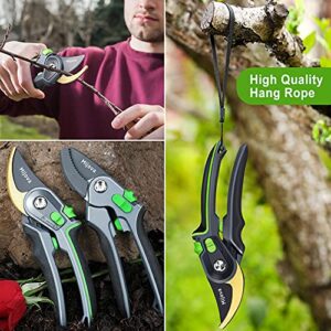 Garden Pruners, Heavy Duty Garden Clippers,Pruning Shears with Adjustable Thumb Lock,Hand Gardening Tools Pruners,Stainless Steel Sharp Gardening Scissors(MJ002)