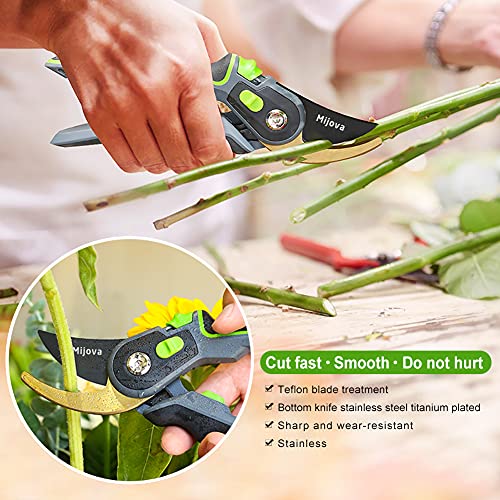 Garden Pruners, Heavy Duty Garden Clippers,Pruning Shears with Adjustable Thumb Lock,Hand Gardening Tools Pruners,Stainless Steel Sharp Gardening Scissors(MJ002)