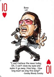 bono trading card (u2, sunday bloody sunday) 2019 hero decks tribute to rock #10