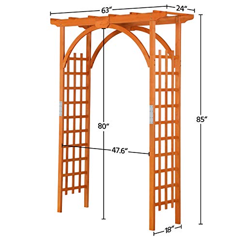 Yaheetech 85in Wooden Garden Trellis Garden Arch Arbor for Climbing Planting Plant Stand in Garden Yard Outdoor, Brown