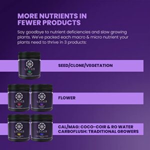 Lotus Nutrients Powdered Plant Nutrients Intro Pack: Grow, Bloom, Boost, and Cal/Mag - w/Nitrogen Calcium and Magnesium - for Hydroponics Coco Coir and Soil - Indoor and Outdoor Plants