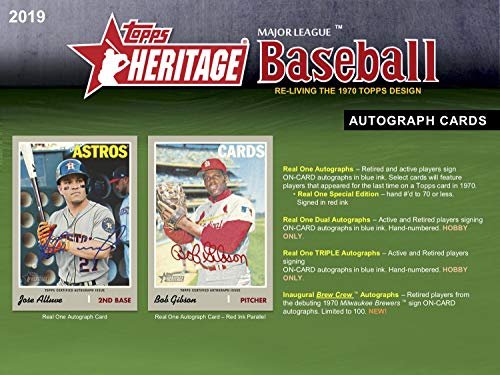 2019 Topps Heritage Baseball Hobby Box (24 Packs/9 Cards: 1 Autograph or Relic)