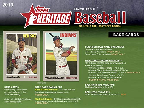 2019 Topps Heritage Baseball Hobby Box (24 Packs/9 Cards: 1 Autograph or Relic)