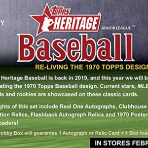 2019 Topps Heritage Baseball Hobby Box (24 Packs/9 Cards: 1 Autograph or Relic)