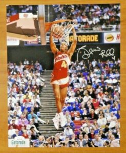 spud webb signed 11×14 dunking photo with jsa sticker no card