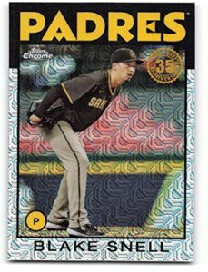 2021 topps series 2 silver pack chrome mojo refractor #86tc-94 blake snell san diego padres official mlb baseball trading card ungraded raw straight from box and pack (stock photo often used)