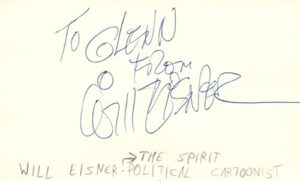 will eisner spirit political cartoonist autographed signed index card jsa coa