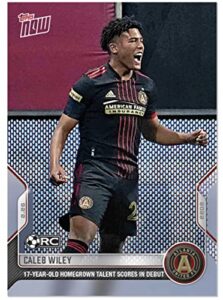 2022 topps now caleb wiley #7-17yr old homegrown talent scores in debut – rc mls soccer trading card- atlanta united – print run of only 1023 made! shipped in protective screwdown holder.