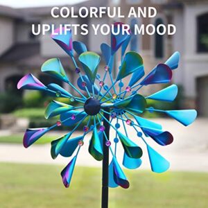 DECOROCA Kinetic Wind Spinners Outdoor Metal - 72 Inches Wind Catchers Spinner for Outdoor Yard Patio Lawn Garden Decorations, Double Windmill Sculptures with Stable Metal Stake