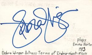 debra winger actress terms of endearment autographed signed index card jsa coa