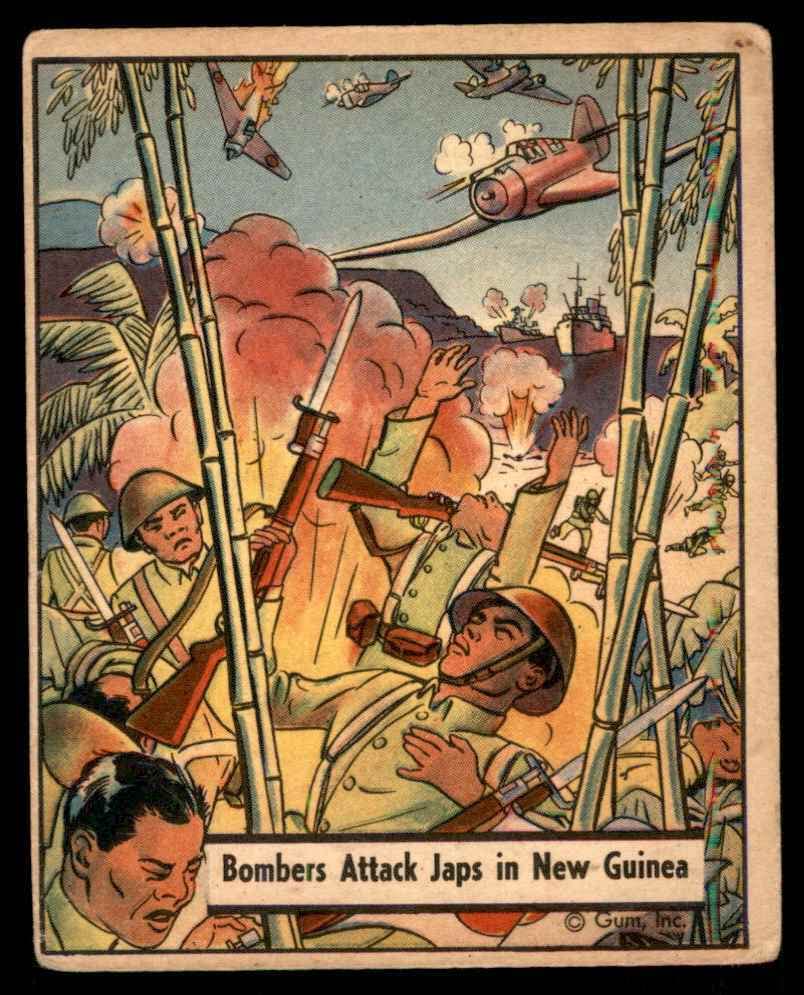 1941 War Gum # 60 Bombers Attack Japanese In New Guinea (Card) GOOD