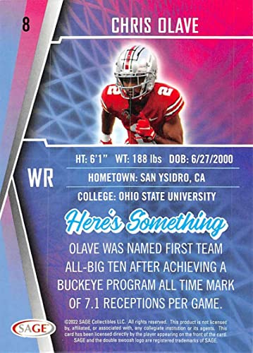 2022 Sage Hit Draft Low Series #8 Chris Olave Ohio State Buckeyes Prospect Football Trading Card in Raw (NM or Better) Condition