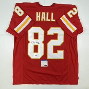 autographed/signed dante hall kansas city red football jersey psa/dna coa