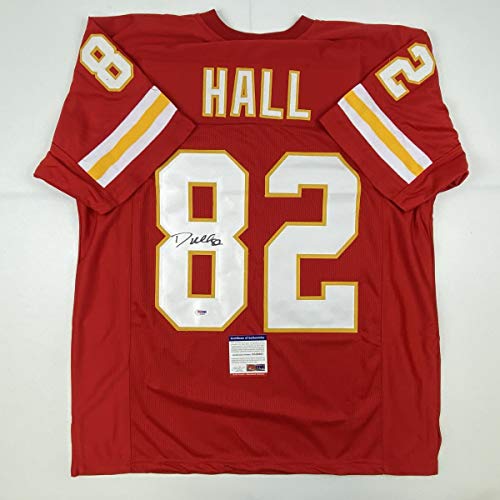 Autographed/Signed Dante Hall Kansas City Red Football Jersey PSA/DNA COA