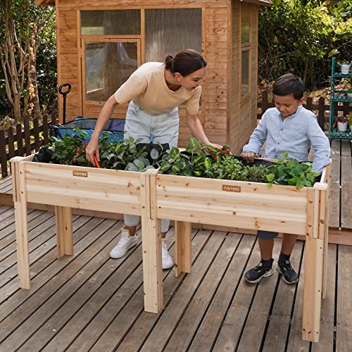 Agitree Rised Garden Bed with Detachable Leg,35 * 19 * 31in,1-Piece Spliceable Elevated Wood Planter Box,Raised Garden beds Outdoor for Vegetables, Flowers, Grass, Lawn, Yard.…