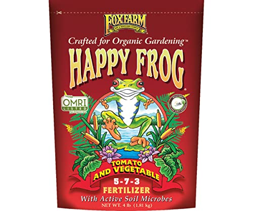 FoxFarm Happy Frog Garden Tomato and Vegetable Soil Dry Plant Fertilizer Mix for Outdoor Organic Plant and Garden Care, 4 Pound Bag (FX14690)