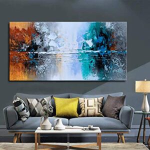 Hand Painted Oil Painting on Canvas Lake Landscape Wall Art Modern Abstract Home Decor