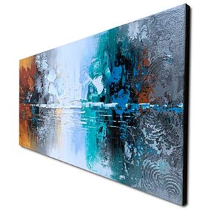 Hand Painted Oil Painting on Canvas Lake Landscape Wall Art Modern Abstract Home Decor