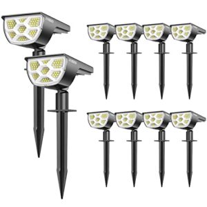 jiorrio solar landscape spotlights, [10 pack/3 modes] 2-in-1 solar landscaping spotlights, ip67 waterproof solar spotlights outdoor wall lights for garden yard patio pool tree decoration (cool white)