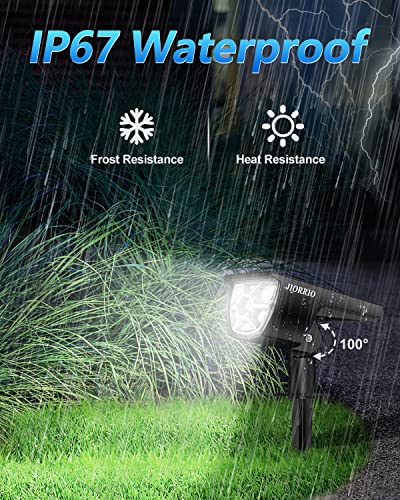 JIORRIO Solar Landscape Spotlights, [10 Pack/3 Modes] 2-in-1 Solar Landscaping Spotlights, IP67 Waterproof Solar Spotlights Outdoor Wall Lights for Garden Yard Patio Pool Tree Decoration (Cool White)