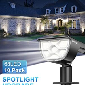 JIORRIO Solar Landscape Spotlights, [10 Pack/3 Modes] 2-in-1 Solar Landscaping Spotlights, IP67 Waterproof Solar Spotlights Outdoor Wall Lights for Garden Yard Patio Pool Tree Decoration (Cool White)