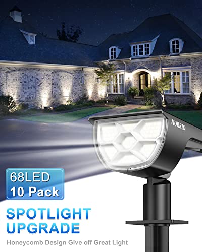 JIORRIO Solar Landscape Spotlights, [10 Pack/3 Modes] 2-in-1 Solar Landscaping Spotlights, IP67 Waterproof Solar Spotlights Outdoor Wall Lights for Garden Yard Patio Pool Tree Decoration (Cool White)