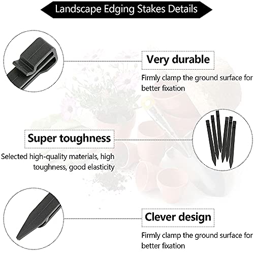 30 PCS Plastic Ecoborder Landscape Edging Stakes, 10Inch Plant Support Lawn Stake Heavy Duty for Landscaping and Garden