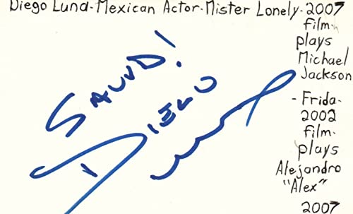 Diego Luna Mexican Actor Frida TV Movie Autographed Signed Index Card JSA COA