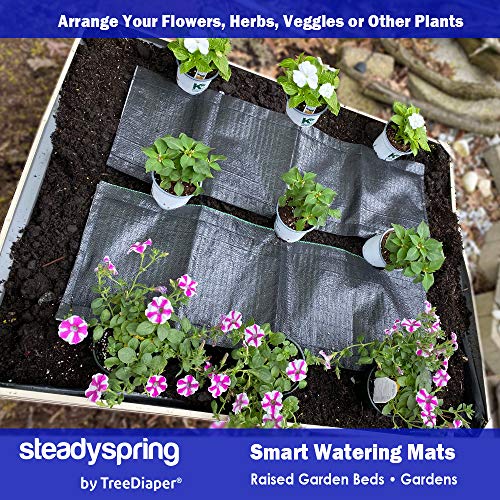 Smart Watering Mat for Raised Garden Beds 30-Day Irrigation Refills with Rain for Gardens, Tomato Plants, Flowers (2-Pack)