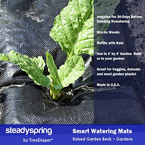 Smart Watering Mat for Raised Garden Beds 30-Day Irrigation Refills with Rain for Gardens, Tomato Plants, Flowers (2-Pack)