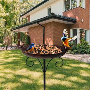 DREAMSOUL Outdoor Garden Bird Bath Metal Bird Baths Cast Iron Birdbath with Metal Stake Tall Bird Bath for Yard Garden Decor（Dia - 10inch）