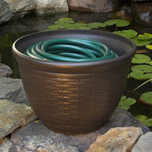 Liberty Garden Products Liberty 1920 High Density Resin Wicker Design Garden Hose Pot, Bronze