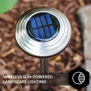 Signature Garden Solar Garden Lights - Auto On/Off Outdoor Bright Solar Pathway Lights - All-Weather/Waterproof Outdoor Solar Lights for Yard, Garden, or Driveway (8-Pack, Stainless Steel Silver)