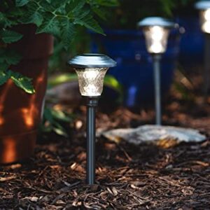 Signature Garden Solar Garden Lights - Auto On/Off Outdoor Bright Solar Pathway Lights - All-Weather/Waterproof Outdoor Solar Lights for Yard, Garden, or Driveway (8-Pack, Stainless Steel Silver)