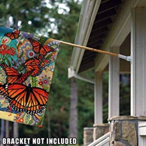 Toland Home Garden 1010777 Monarch Madness Butterfly Flag 28x40 Inch Double Sided Butterfly Garden Flag for Outdoor House Spring Flag Yard Decoration